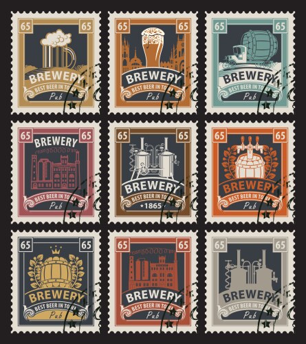 Postage stamps with line travelling city national Vector Image