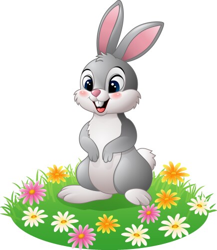 Cartoon rabbit sitting on a log Royalty Free Vector Image