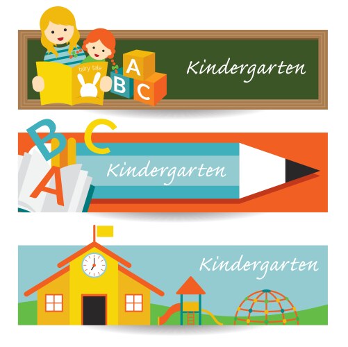 Kindergarten preschool kids border and frame Vector Image