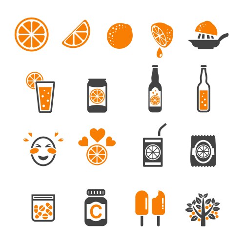 Orange icons set - food nature concept design Vector Image