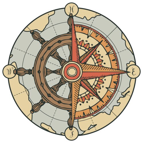 Wind rose compass retro Royalty Free Vector Image