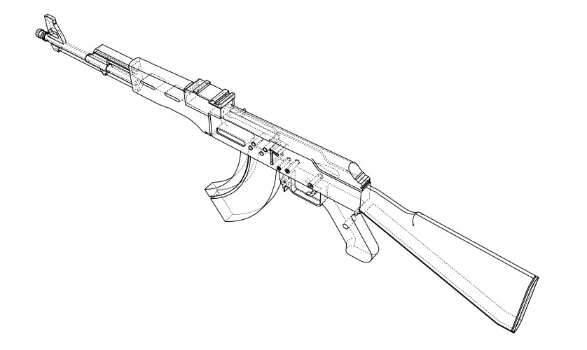 Military machine gun shape drawing by continuous Vector Image
