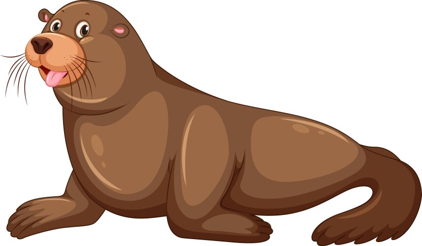 Cartoon sea lion on the rock Royalty Free Vector Image