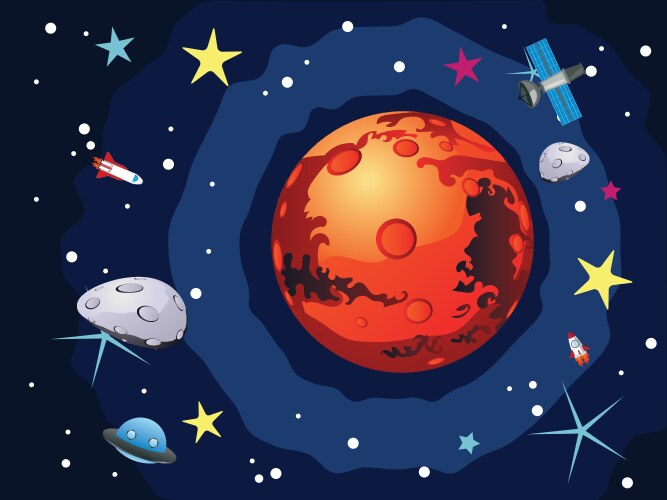 Planet mars in space Royalty Free Vector Image