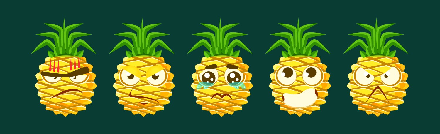 Pineapple character emotion and face expression Vector Image