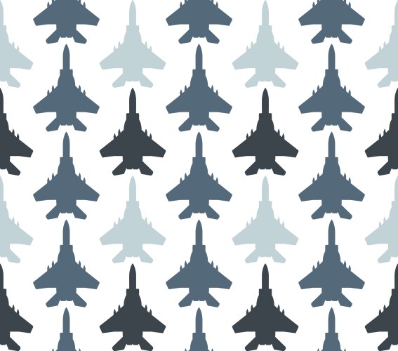 Seamless pattern with jet fighters on camouflage Vector Image