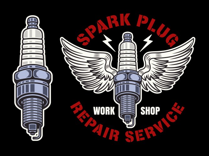 Vintage motorcycle club garage spark plug print Vector Image