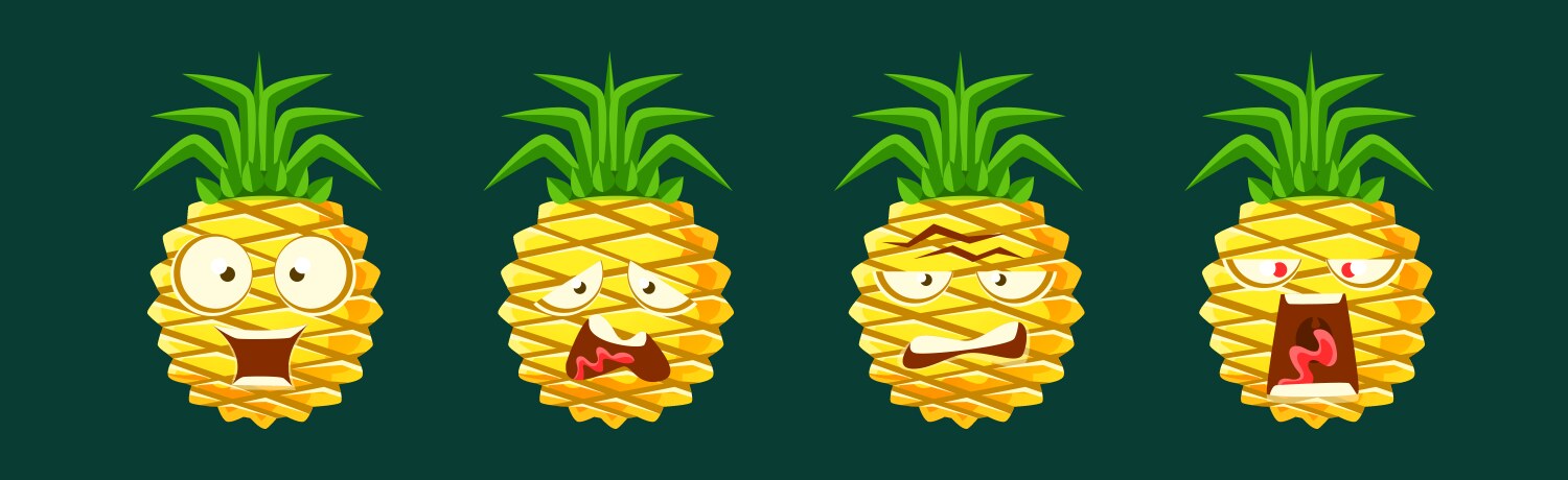 Pineapple character emotion and face expression Vector Image