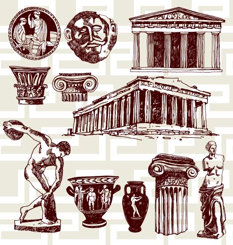 Ancient greece antique symbols greek coins Vector Image