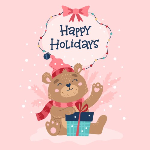 Cute cartoon teddy bear girl with bubble gum Vector Image
