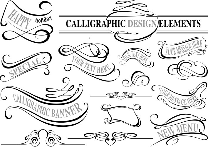 Calligraphic shapes Royalty Free Vector Image - VectorStock