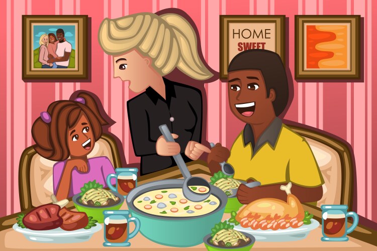 Family eating dinner Royalty Free Vector Image