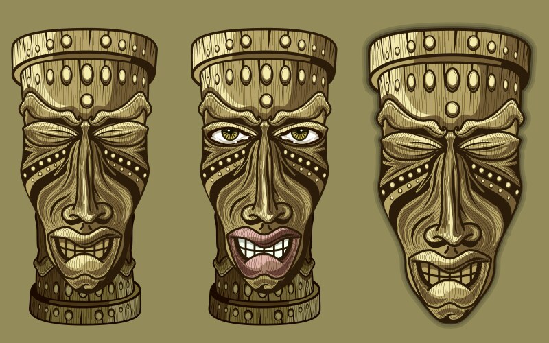 Two tiki avatars Royalty Free Vector Image - VectorStock