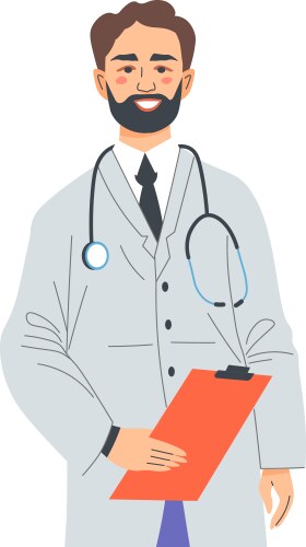 Concerned doctor cartoon Royalty Free Vector Image