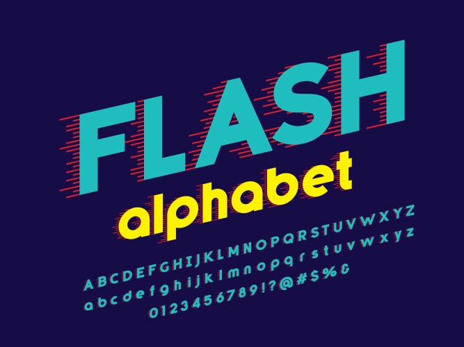 Speed style font design alphabet and numbers Vector Image
