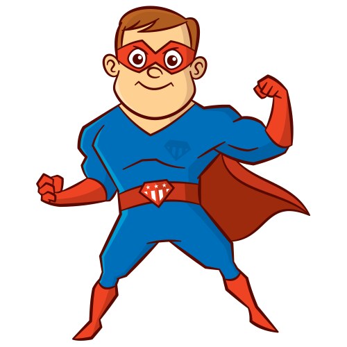 Chubby superhero flexing cartoon Royalty Free Vector Image