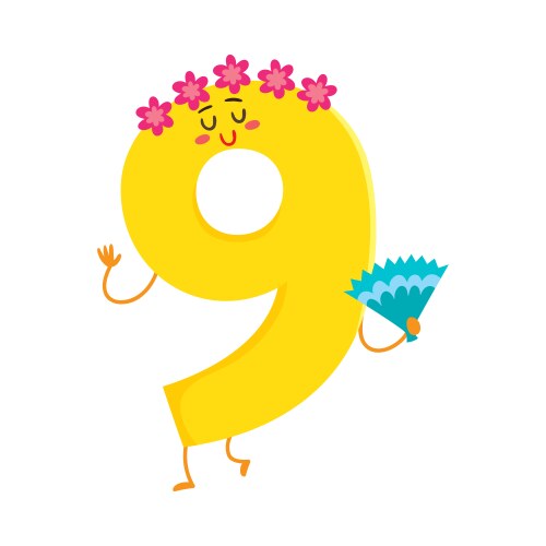 Colorful number nine Royalty Free Vector Image