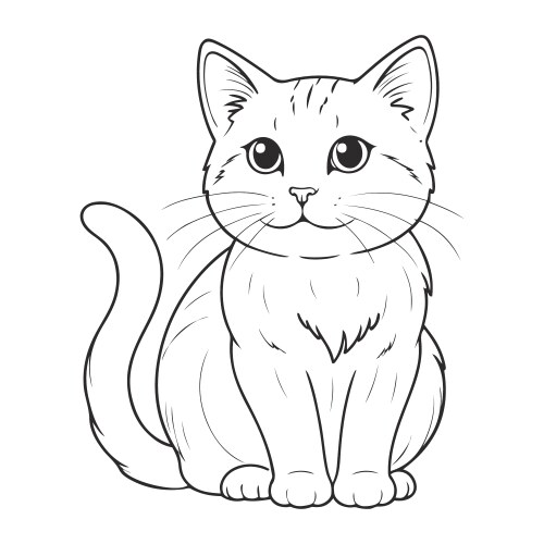 Cute kitty cat line art isolated on a white Vector Image