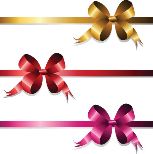 Golden ribbon bow holiday gift decoration Vector Image