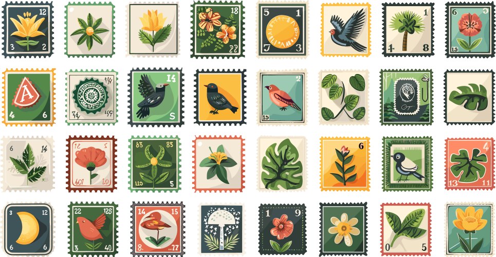 Cartoon Postage Stamp Vector Images (over 2,200)