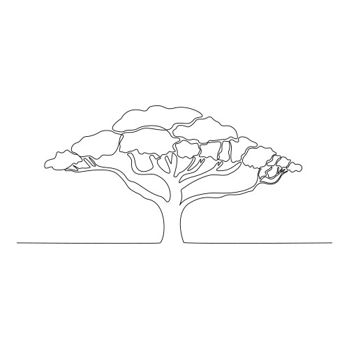 Pine tree single continuous line drawing simple Vector Image