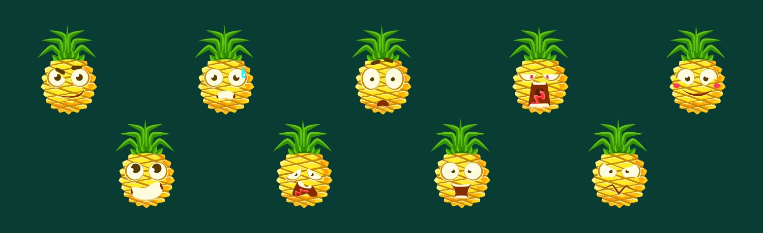 Pineapple character emotion and face expression Vector Image