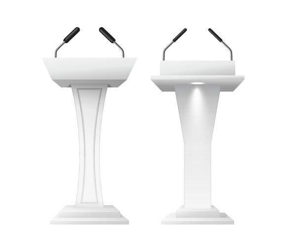 Realistic debate stage 3d conference speech Vector Image