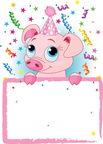 Birthday pig Royalty Free Vector Image - VectorStock