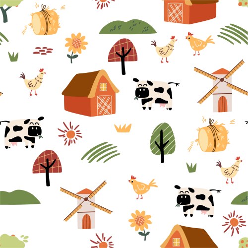 0194 farm pattern Royalty Free Vector Image - VectorStock