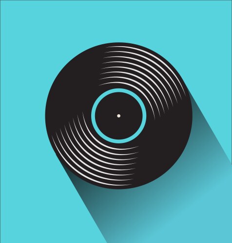 Black vinyl record disc flat concept Royalty Free Vector