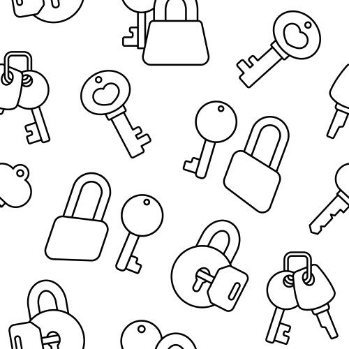 Different keys with keychain coloring page Vector Image