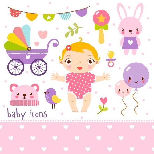 Baby girl greeting card Royalty Free Vector Image