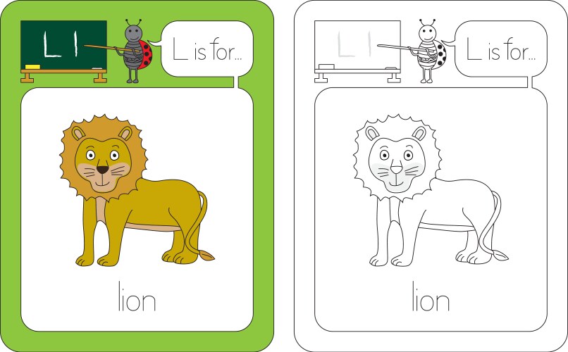 Lion Flashcards Vector Images (over 100)