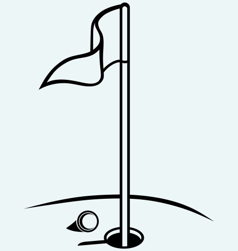 Golf hole and flag hand drawn outline doodle icon Vector Image