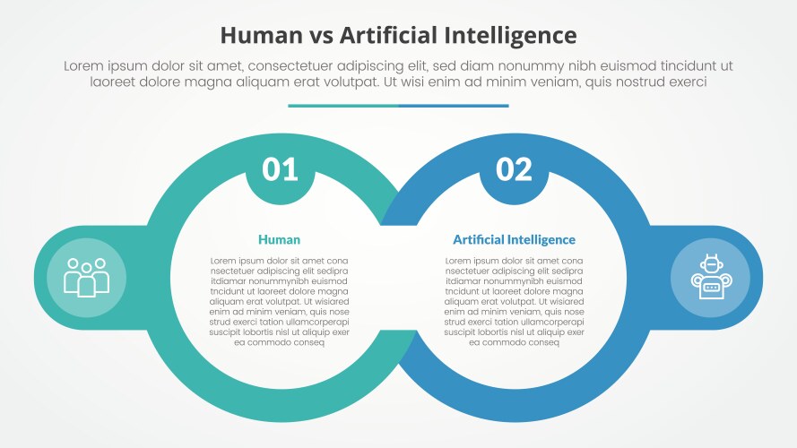 Human employee vs ai artificial intelligence Vector Image