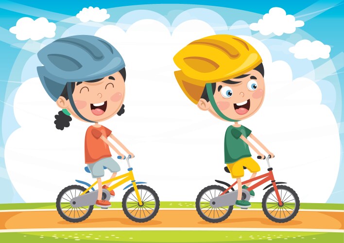 Kid cycling Royalty Free Vector Image - VectorStock