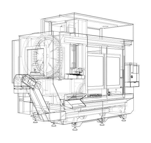 Wire-frame milling machine the layers Royalty Free Vector