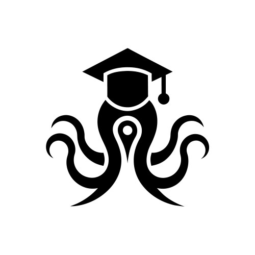 An of a graduation octopus icon logo Royalty Free Vector