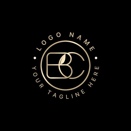 Initial letter bc or cb line font connect leaves Vector Image