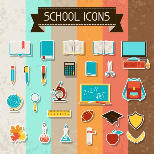 School and education icons symbols objects set Vector Image