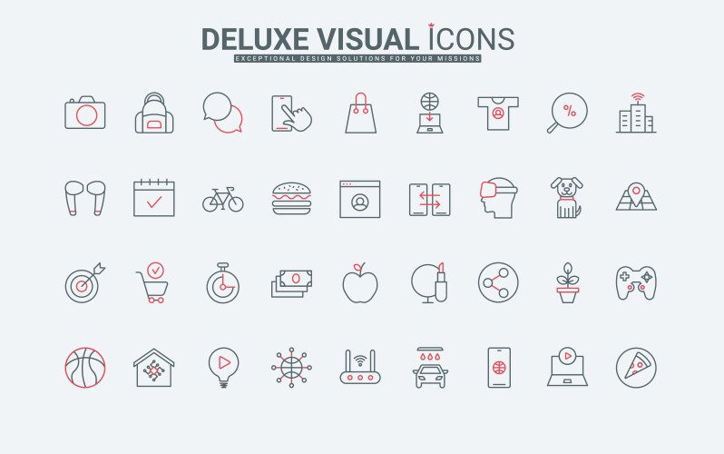 Smart home thin black and red line icons set Vector Image