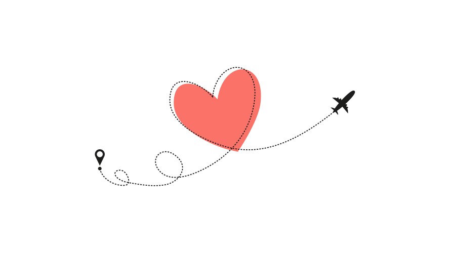 Bee on dotted route flying in heart line Vector Image