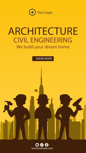Architectural civil engineering portrait template Vector Image