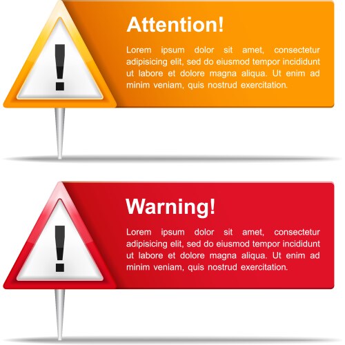 Warning danger signs attention banners Royalty Free Vector