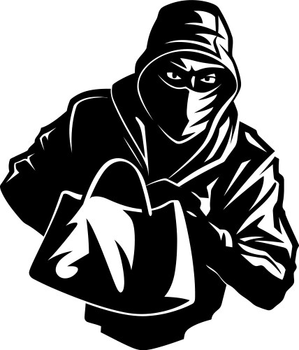 Swiped satchel robber logo thiefs trophy stolen Vector Image