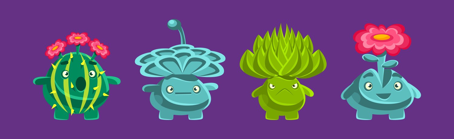 Cute funny plant character with fantasy succulent Vector Image