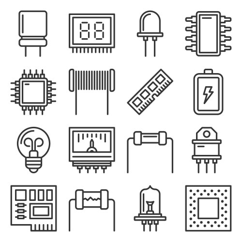 Big set of isometric electronic components Vector Image