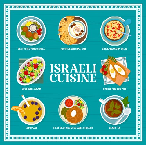 Israeli cuisine restaurant menu with jewish dishes