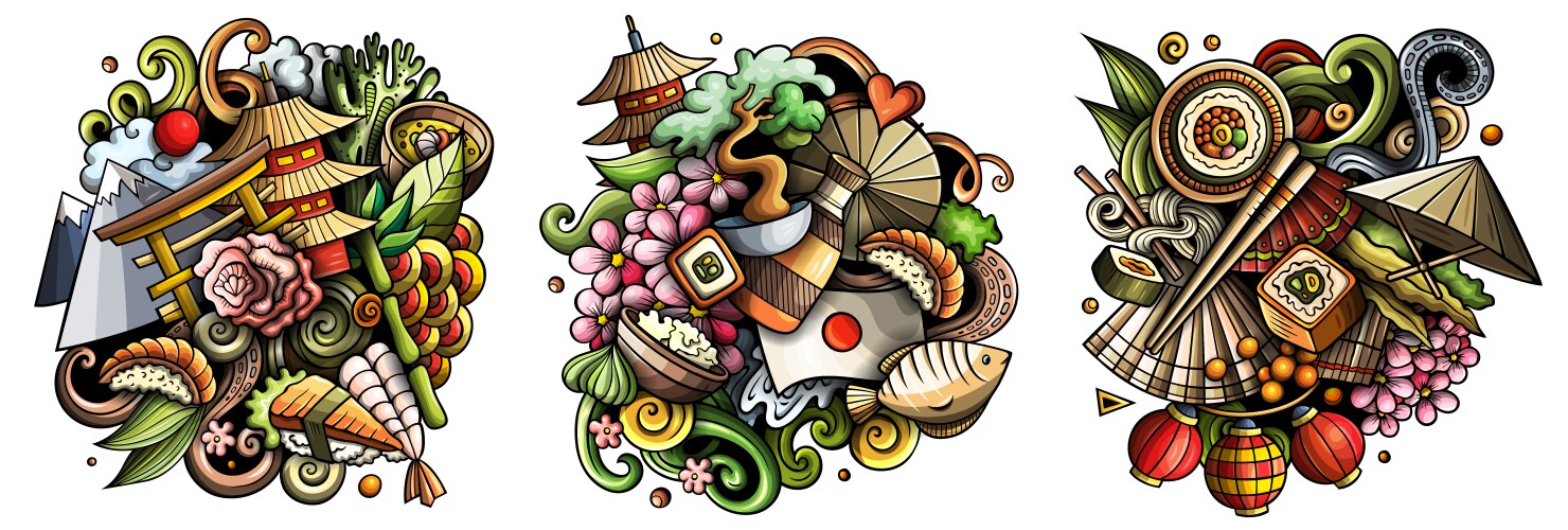 Japan cartoon doodle Royalty Free Vector Image