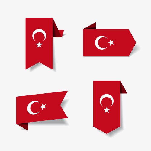 White turkish flag with red crescent and star Vector Image